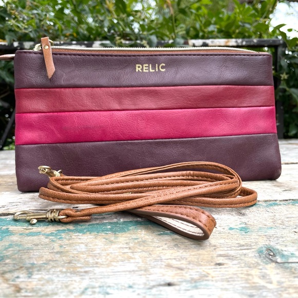 Bags | Fossil Relic Pink And Purple Crossbody Bag | Poshmark
